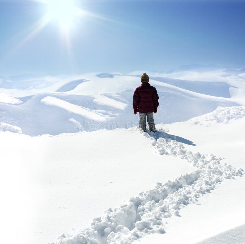 Human on mountain, winter stock photo. Image of footsteps - 22278634