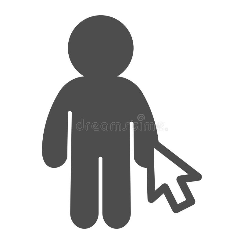 Human and Mouse Cursor Solid Icon, Remote Work Concept. Vector Graphics ...