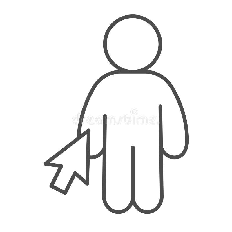 Human and Mouse Cursor Thin Line Icon, Remote Work Concept. Vector ...
