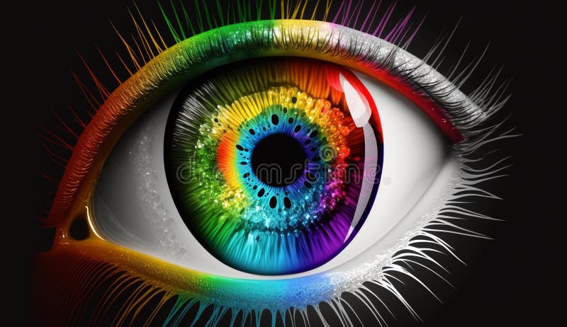 Human Multicolored Iris Animation Eye Concept. Generative AI, Stock ...