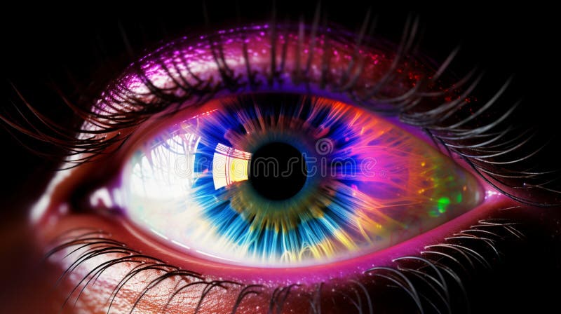 Human Multicolored Iris of the Eye Animation Concept Stock Illustration ...