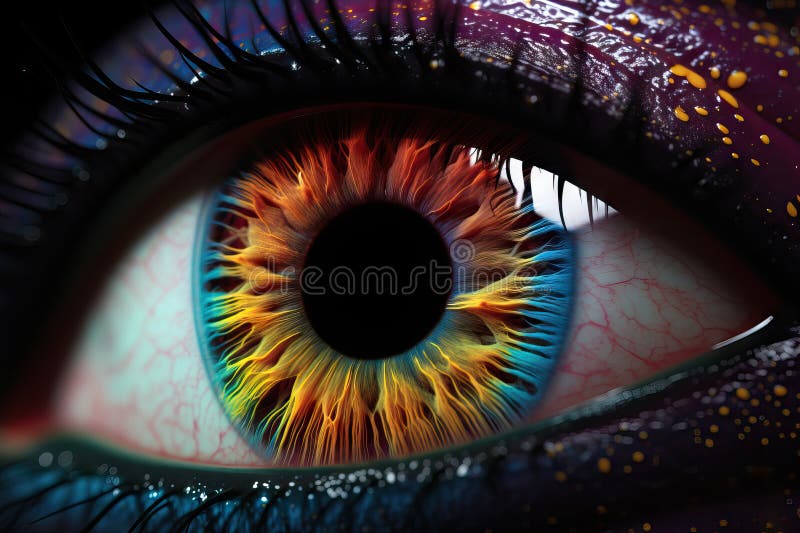 Human Multicolored Iris of the Eye Animation Concept Rainbow Lines ...