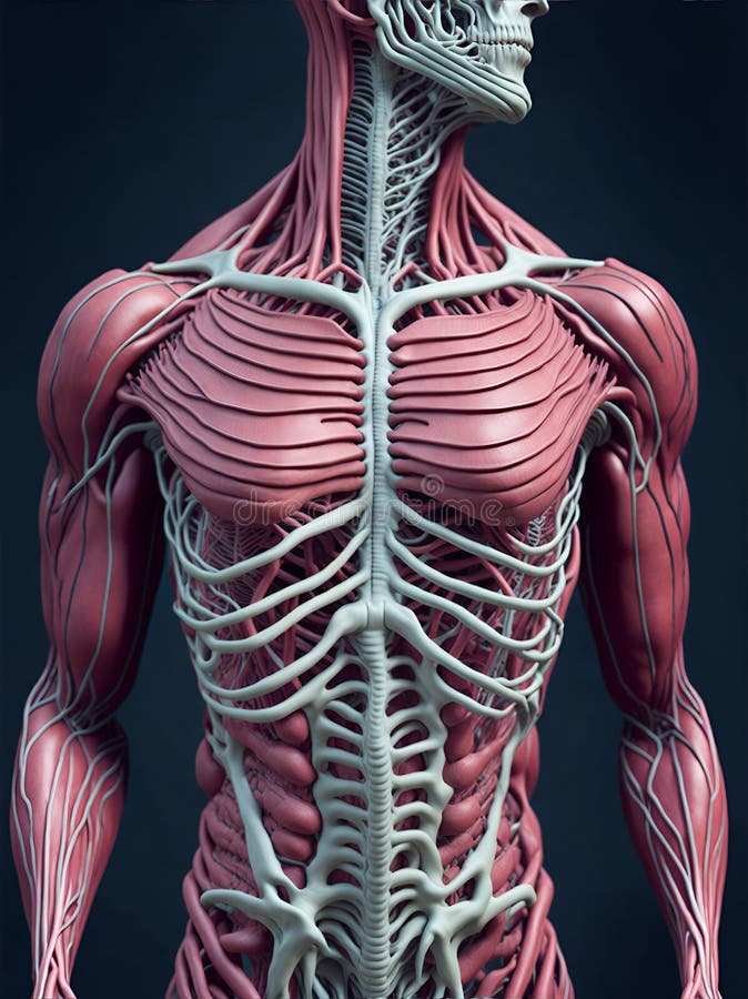 Human Muscular Structure on the Skeleton. Stock Illustration ...