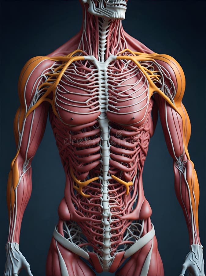 Human Muscular Structure on the Skeleton. Stock Illustration ...