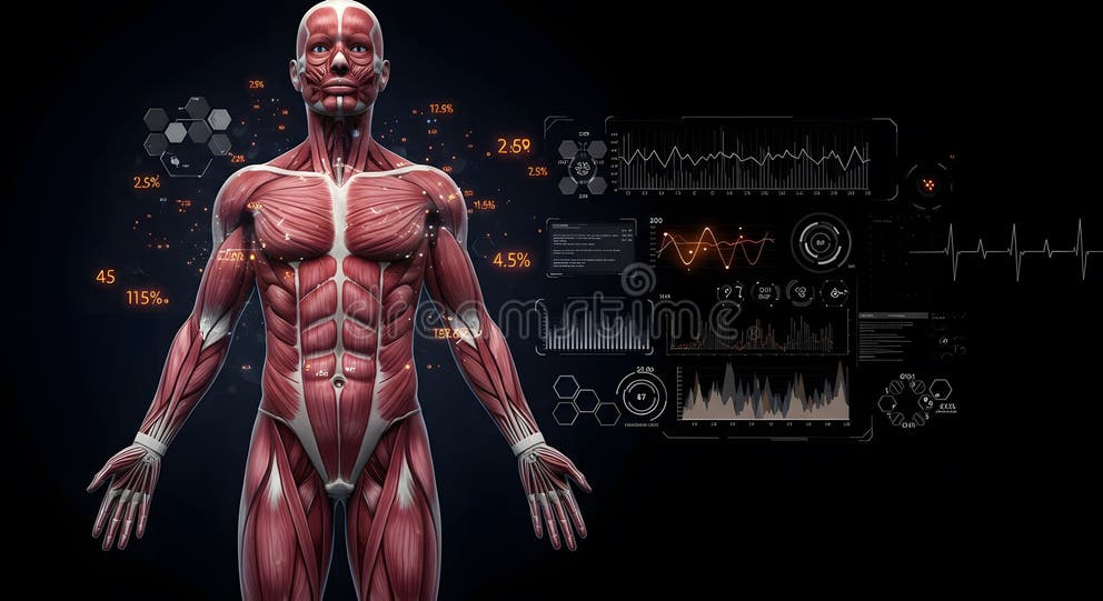 Human Muscular System Anatomy 3D Model with Digital Health Interface ...