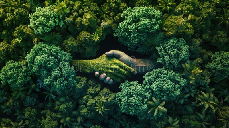 Human and Nature Collaboration Concept Represented by an Environmental ...