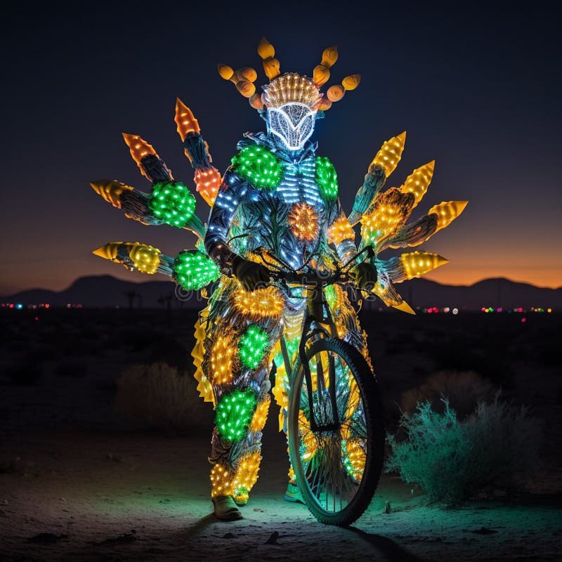 A Human in Neon Light Armor Stock Illustration - Illustration of leaf ...