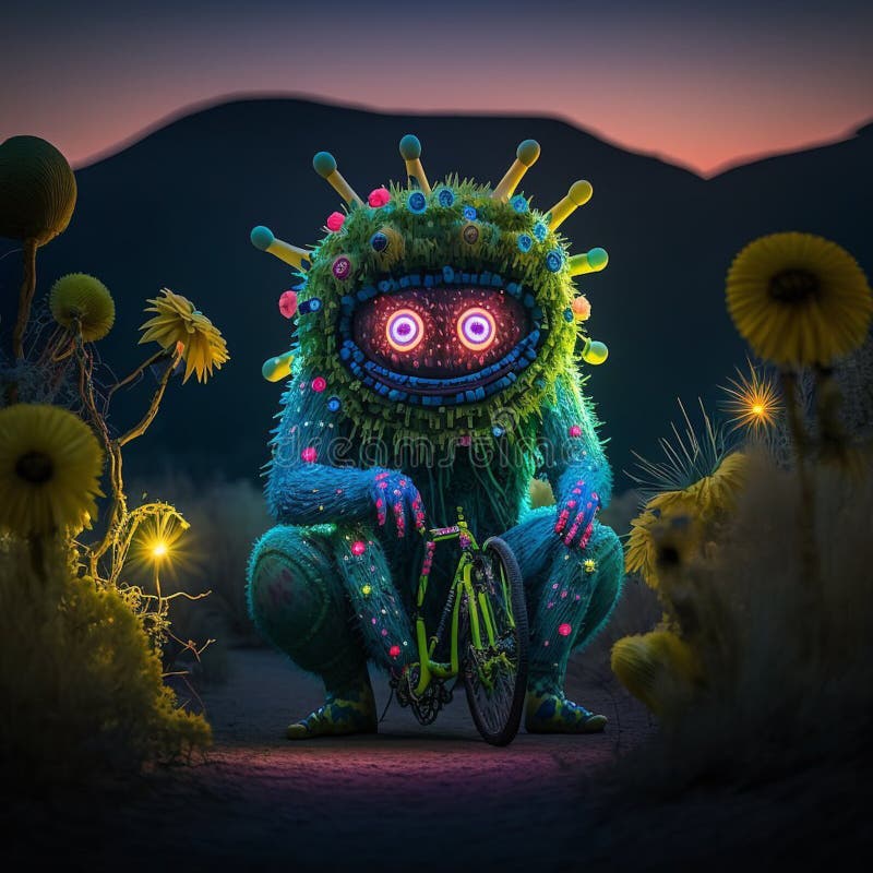 A Human in Neon Style Armor Stock Illustration - Illustration of flower ...