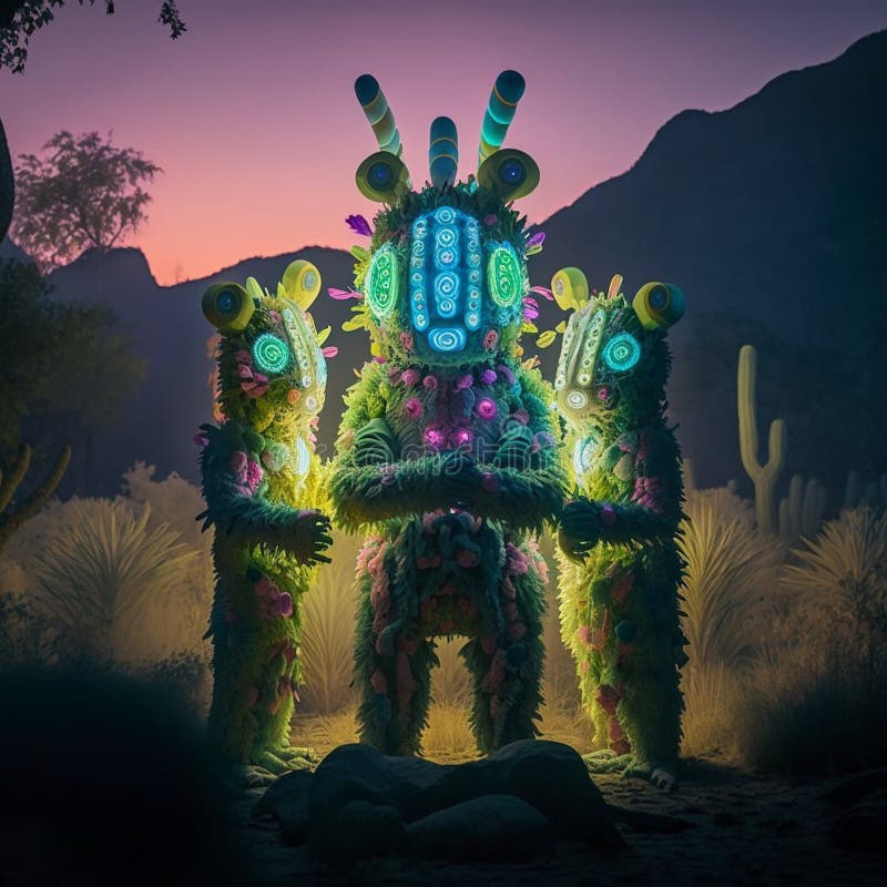 A Human in Neon Style Armor Stock Illustration - Illustration of ...