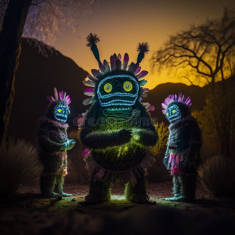 A Human in Neon Style Armor Stock Illustration - Illustration of ...