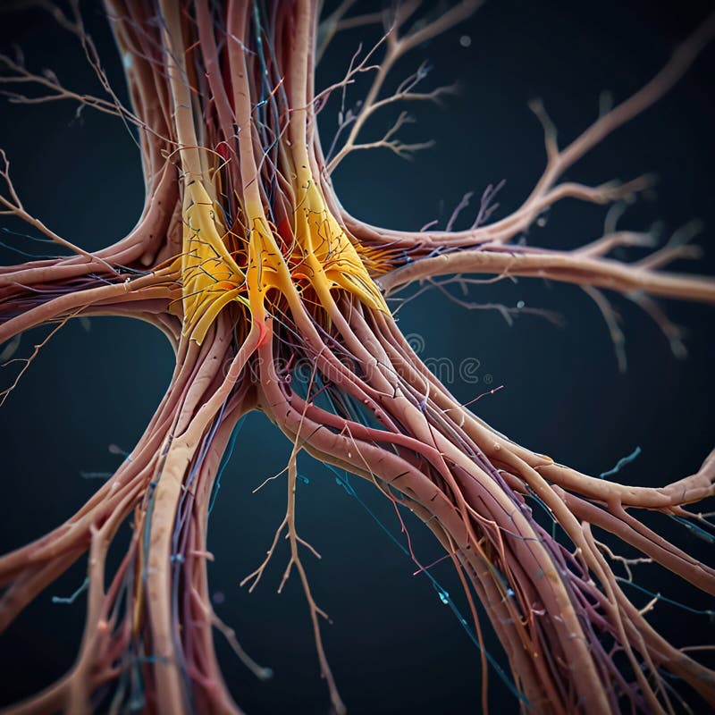 Human Nerves System with Arteries and Capillaries Stock Illustration ...