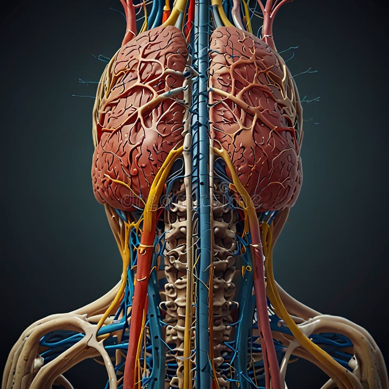 Human Nerves System with Arteries and Capillaries Stock Illustration ...