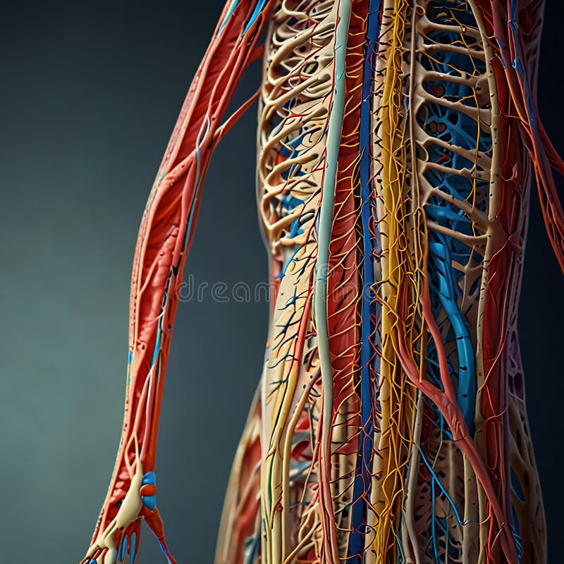 Human Nerves System with Arteries and Capillaries Stock Illustration ...