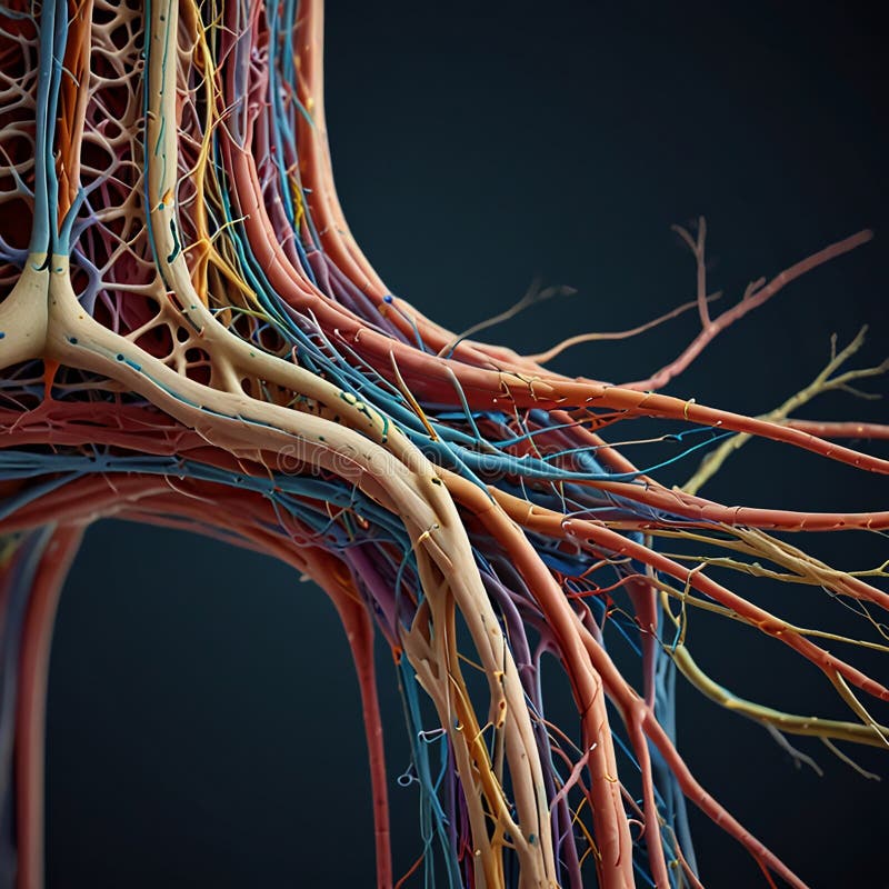 Human Nerves System with Arteries and Capillaries Stock Illustration ...