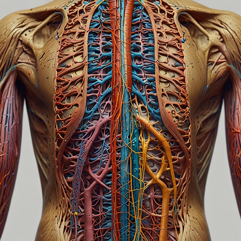 Human Nerves System with Arteries and Capillaries Stock Illustration ...