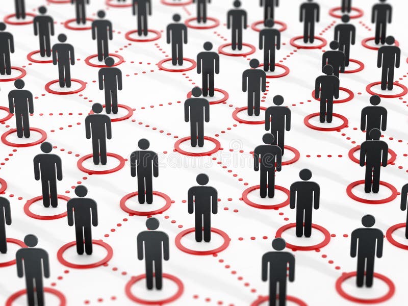 Human Network. Peoples in Motion. Connected. 3d Stock Illustration ...