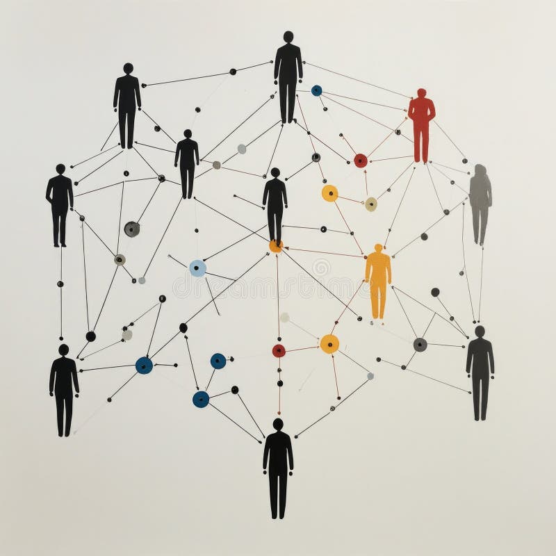 Human Network Diagram with Interconnected Nodes and Diverse Figures ...