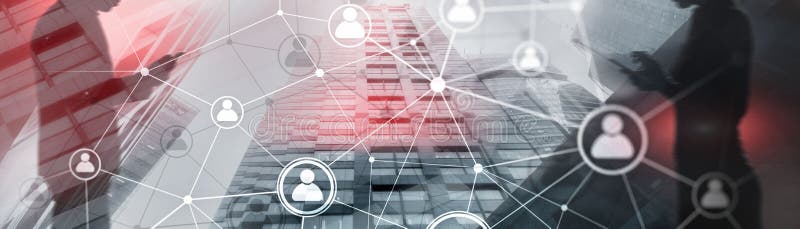 Human Network Map or People Connection. Panoramic Banner 2020. Stock ...