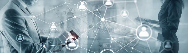 Human Network Map or People Connection. Panoramic Banner 2021 Stock ...