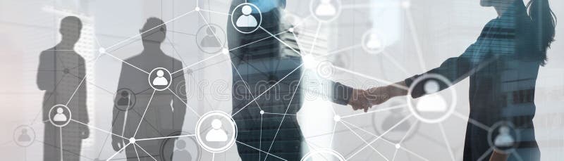 Human Network Map or People Connection. Panoramic Banner 2020. Stock ...