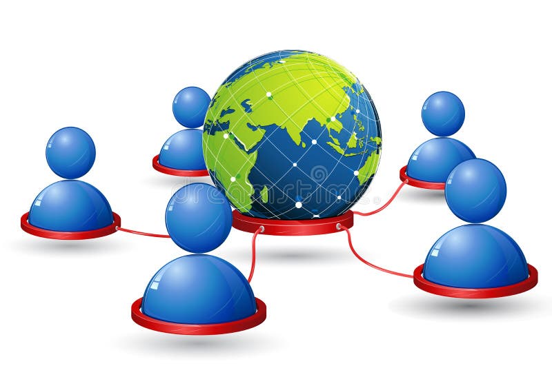 Stick Figures and Network Around the World Stock Vector - Illustration ...