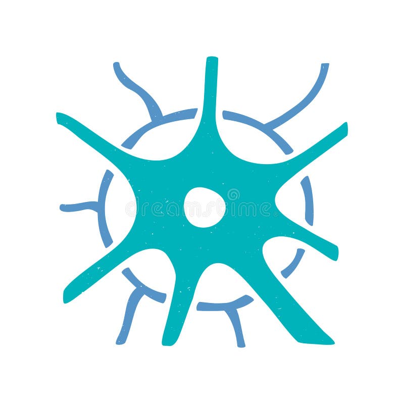 Human Neuron Flat Hand Drawn Icon. Nervous System Symbol Stock ...