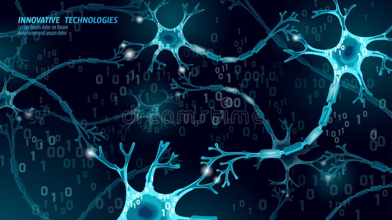 Human Neuron Low Poly Anatomy Concept. Artificial Neural Network ...