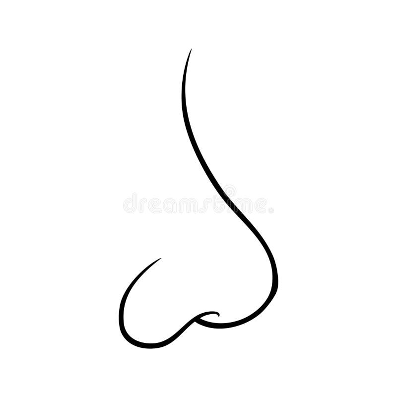 Human nose doodle linear stock illustration. Illustration of stylish ...