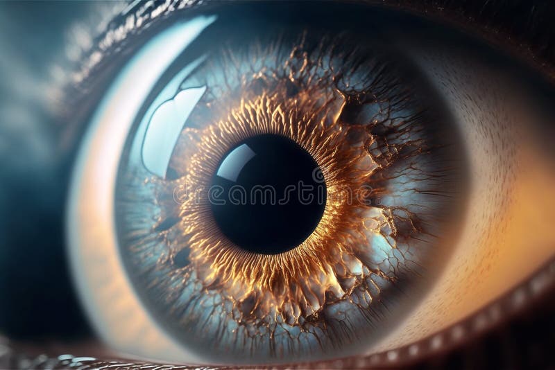 Human Open Blue Macro Eye Closeup with Eyeball and Iris Optical Concept ...