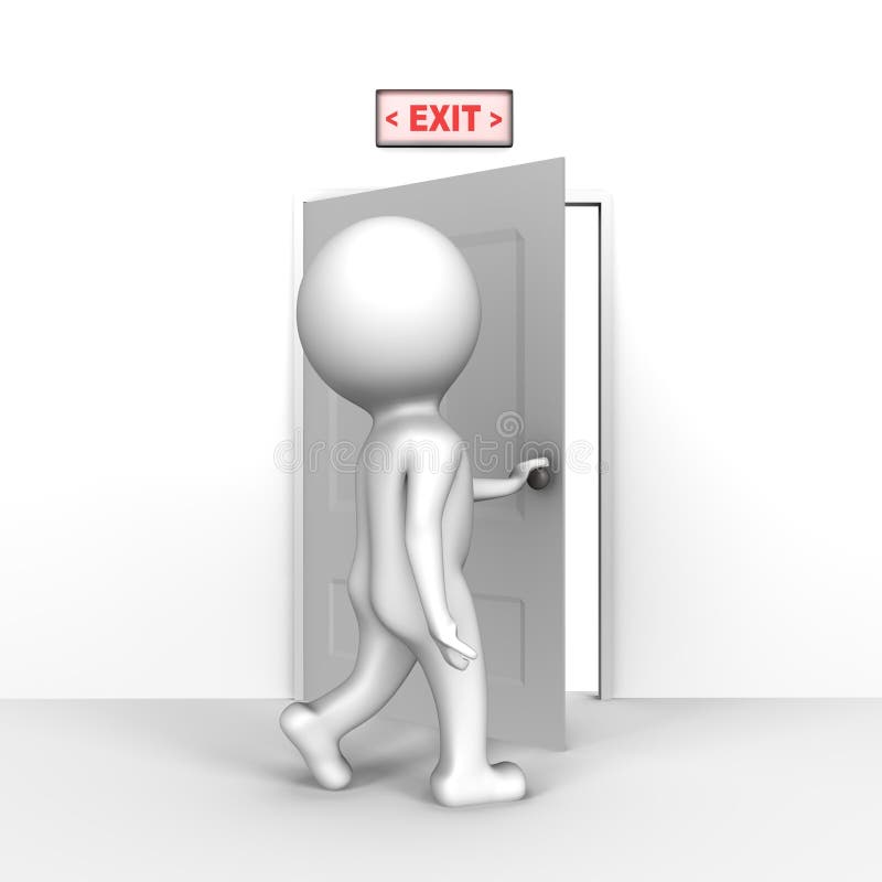 Human Opening the Exit Door - a 3d Image Stock Illustration ...