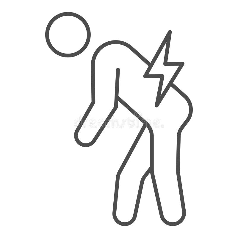 Human with Pain Thin Line Icon, Stiffness when Walking Concept. Vector ...