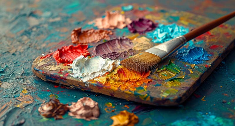 Human Painting with Colored Paints on a Palette Stock Image - Image of ...
