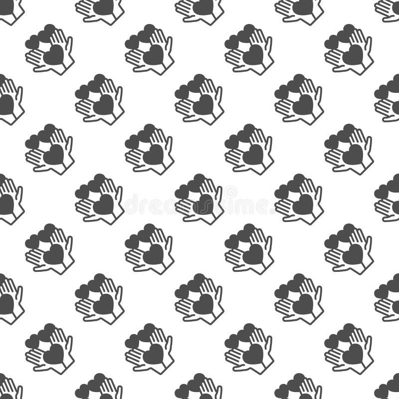 Human Palm Hands and Hearts Solid Seamless Pattern, Charity Theme ...