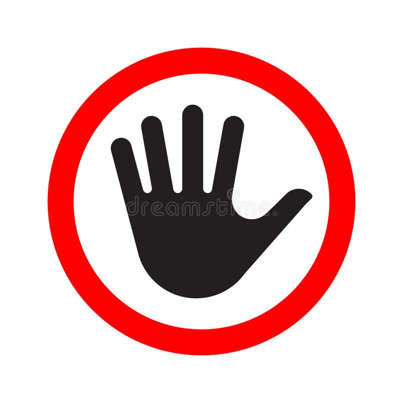 Human palm stop sign icon stock vector. Illustration of label - 112604625