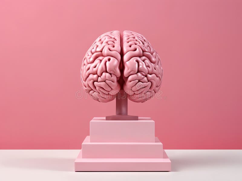 Human Pink Brain on Presentation Podium - Generated by Ai Stock ...