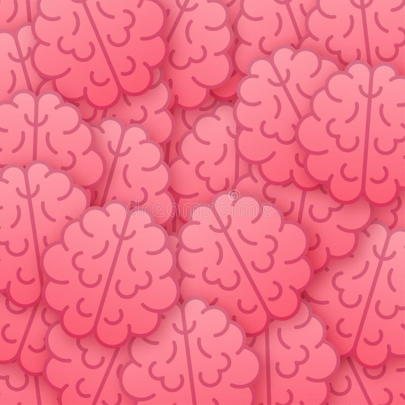 Human Pink Brain Sticker Pattern. Thinking Process, Brainstorming, Good ...