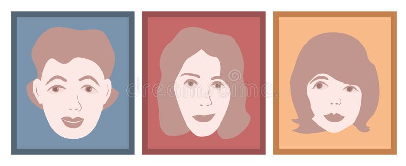 Human Portraits Set. Front View Stock Vector - Illustration of ...
