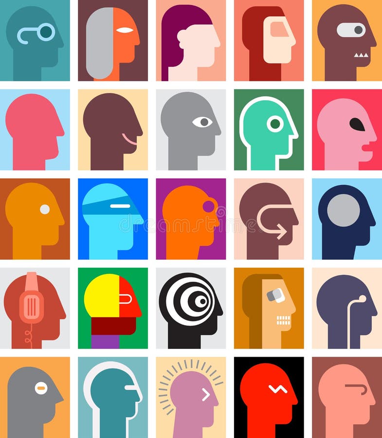 Human Portraits stock vector. Illustration of profile - 63882837