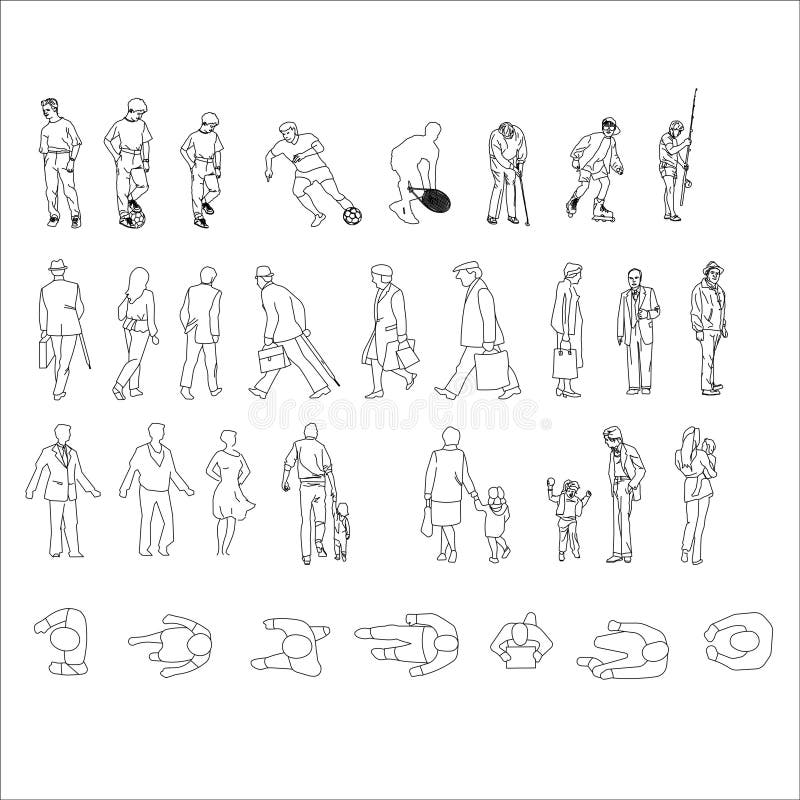 Human Pose Line Art Vector Set Stock Illustration - Illustration of ...