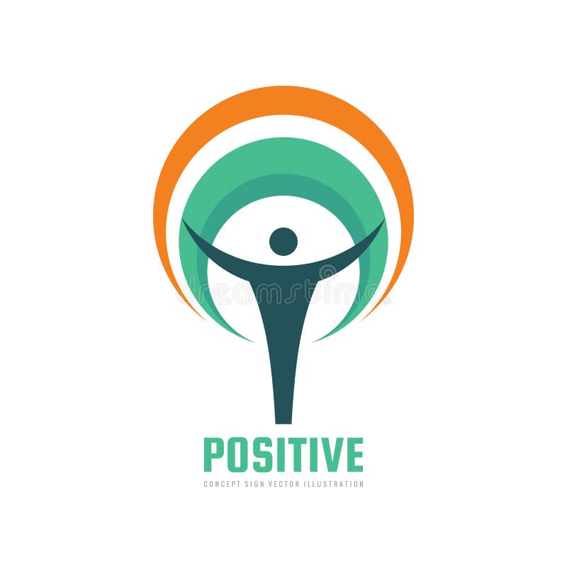 Human with Big Positive Symbol Stock Illustration - Illustration of ...