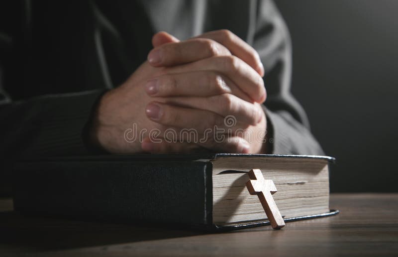 Human Praying with Bible. Religion Stock Photo - Image of spiritual ...