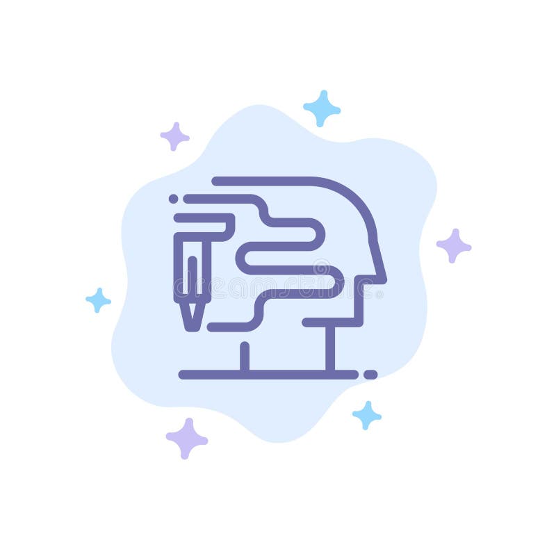 Human, Printing, Big Think Blue Icon on Abstract Cloud Background Stock ...