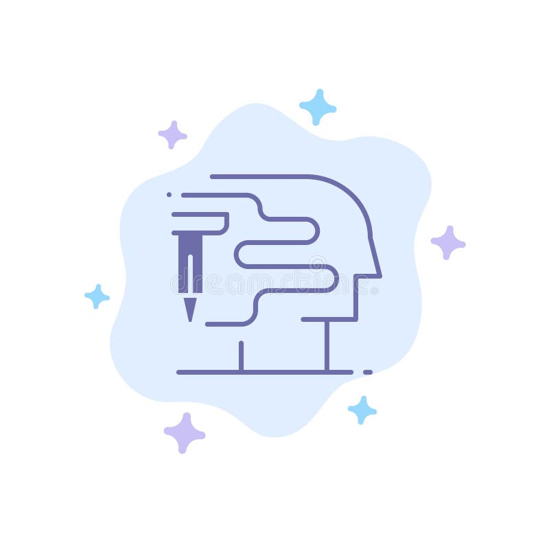 Human, Printing, Big Think Blue Icon on Abstract Cloud Background Stock ...