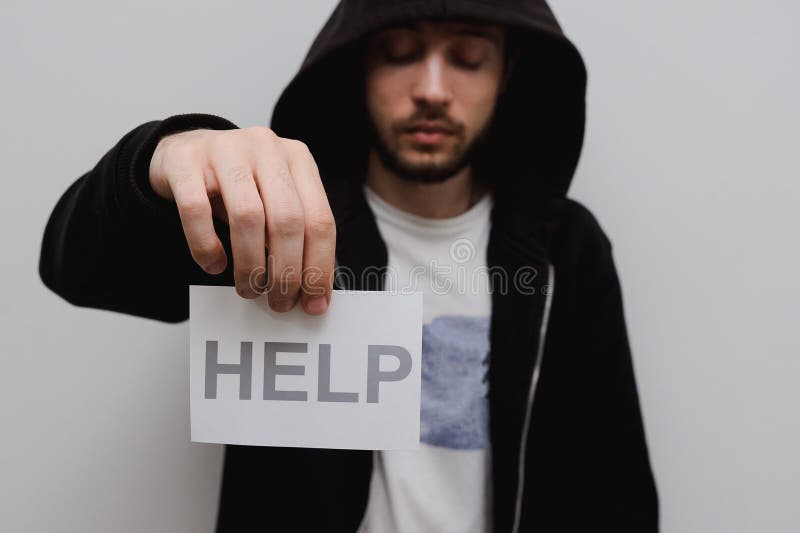 Human Problems Concept. Man with a Piece of Paper in Hands with ...