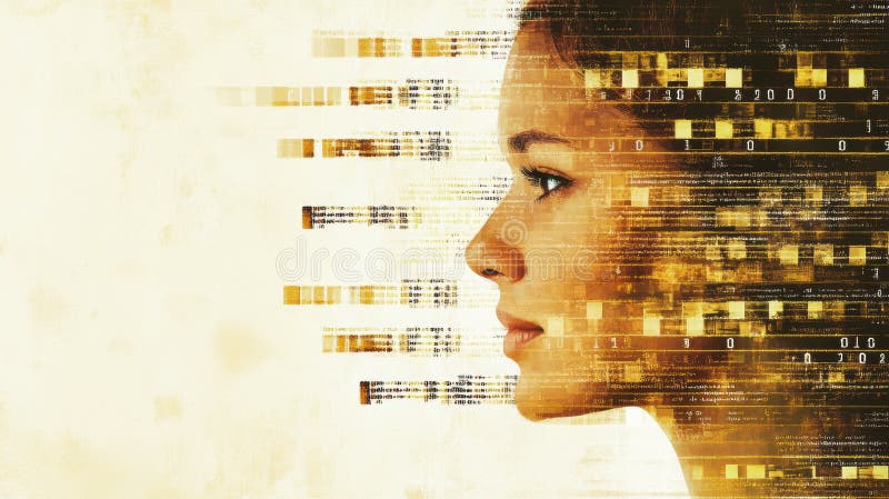A Human Profile is Combined with Rows of Genetic Code, Symbolizing the ...