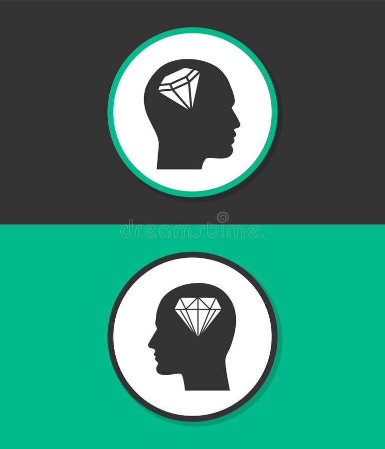 Human Profile with Diamond Vector Icon. Stock Vector - Illustration of ...