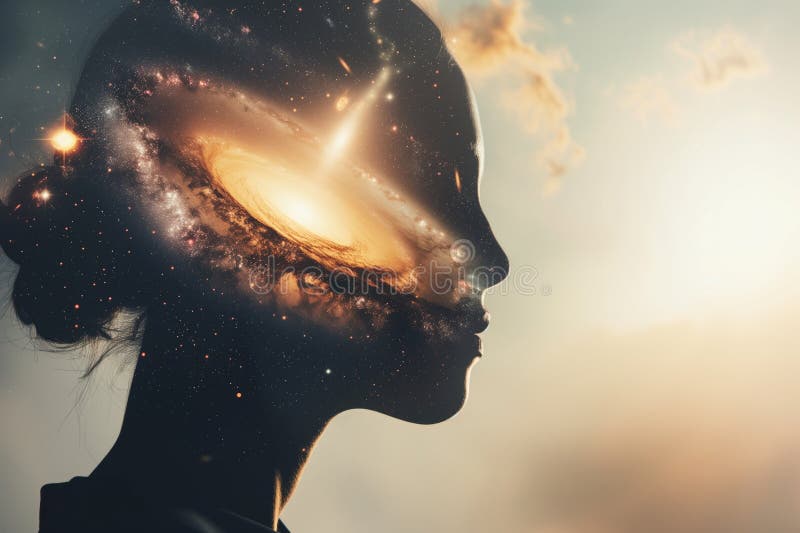 Human Profile Featuring an Inner Galaxy Cosmos Stock Image - Image of ...