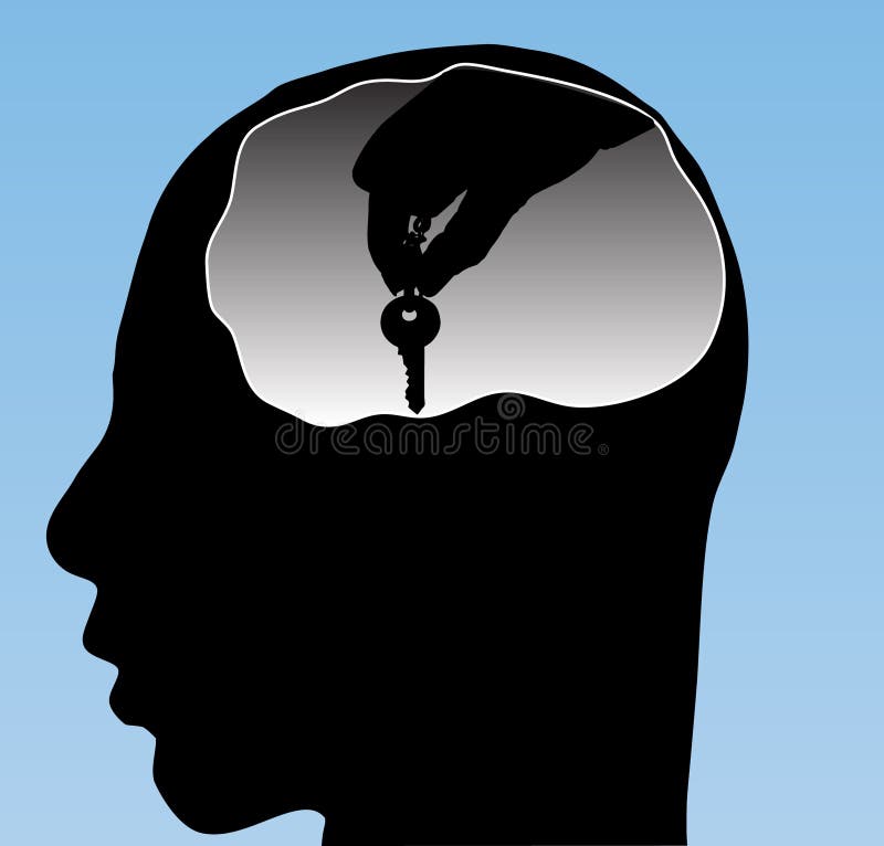 Human profile with key stock vector. Illustration of barrier - 16324951