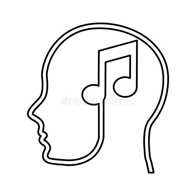 Human Profile with Music Note Stock Vector - Illustration of human ...