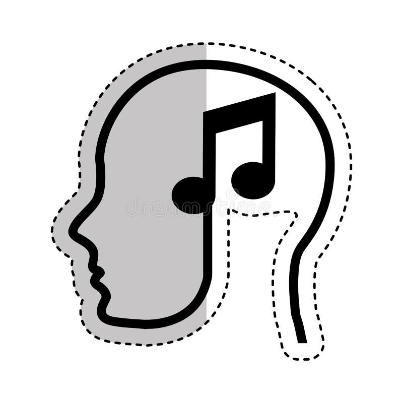 Human Profile with Music Note Stock Vector - Illustration of faceless ...